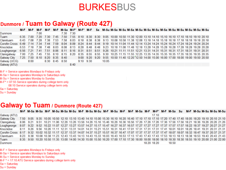 Timetables Overview Mobile - Burkes Bus